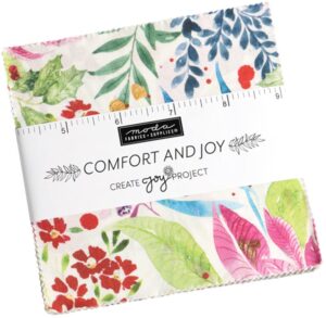 moda fabrics comfort & joy charm pack by create joy project; 42-5'' precut fabric quilt squares