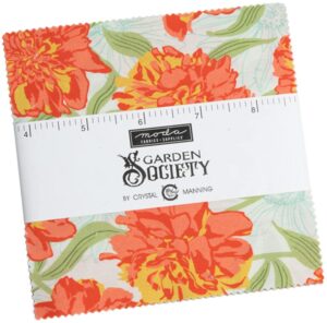 moda fabrics garden society charm pack by crystal manning; 42-5'' precut fabric quilt squares, 5 inches