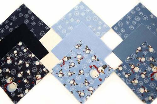 FlashPhoenix Quality Sewing Fabric – 96 Pc Snowman, Snowflake pre-Cut Charm Pack 5 Squares 100% Cotton Fabric Quilt Size: 5x5 Inch