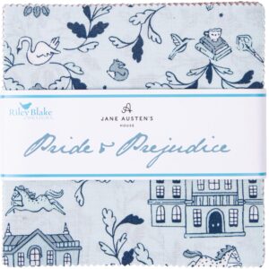 jane austen's house pride & prejudice 5" stacker 42 5-inch squares charm pack riley blake 5-13770-42