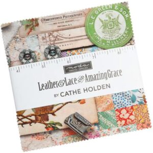 moda fabrics leather & lace and amazing grace charm pack by cathe holden; 42-5'' precut fabric quilt squares