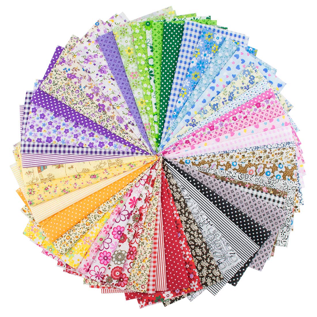 Foraineam 300Pcs 4" x 4" (10cm x 10cm) 60 Designs Assorted Cotton Craft Fabric Bundle Printed Patchwork Squares for DIY Sewing Quilting Scrapbooking