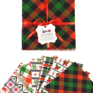 Soimoi Christmas Theme Print Precut 5-inch Cotton Fabric Quilting Squares Charm Pack DIY Patchwork Sewing Craft