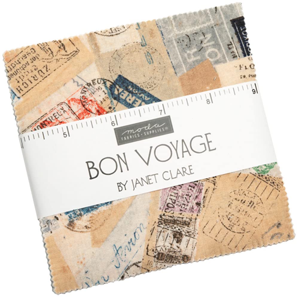 Bon Voyage Charm Pack by Janet Clare; 42-5" Precut Fabric Quilt Squares