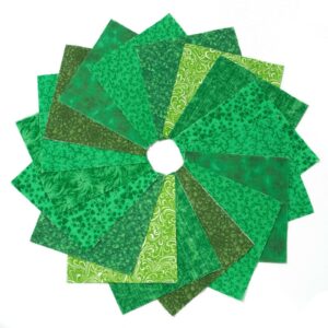 flashphoenix quality sewing fabric - it's all green 90-pc precut charm pack 5 x 5 inch squares 100% cotton fabric green quilt