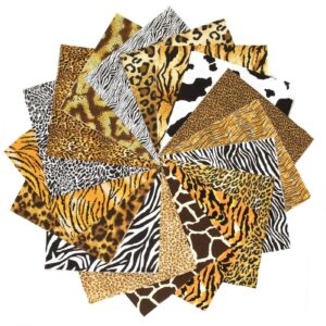 flashphoenix quality sewing fabric - 102 piece wild thing animal skin pre cut charm pack 5 x 5 inch squares fabric quilt