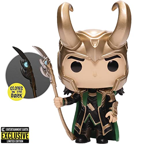 POP Marvel: Loki with Scepter (Glow in The Dark) Entertainment Earth Exclusive Funko Vinyl Figure (Bundled with Compatible Box Protector Case) Multicolored 3.75 inches