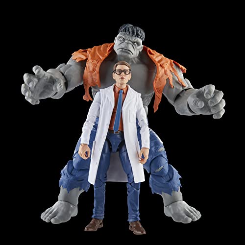 Marvel Legends Series Gray Hulk and Dr. Bruce Banner, Avengers 60th Anniversary Collectible 6 Inch Action Figures, 6 Accessories