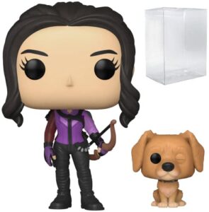 pop marvel: hawkeye - kate bishop with lucky the pizza dog funko vinyl figure (bundled with compatible box protector case)