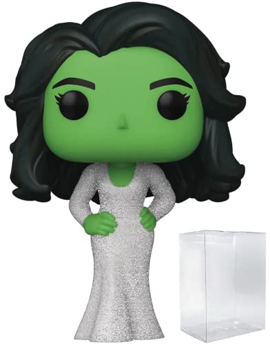 POP Marvel: [She Hulk] Attorney at Law - [She Hulk] in Gala Dress with Glitter Funko Vinyl Figure (Bundled with Compatible Box Protector Case), Multicolor, 3.75 inches