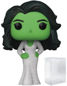 pop marvel: [she hulk] attorney at law - [she hulk] in gala dress with glitter funko vinyl figure (bundled with compatible box protector case), multicolor, 3.75 inches