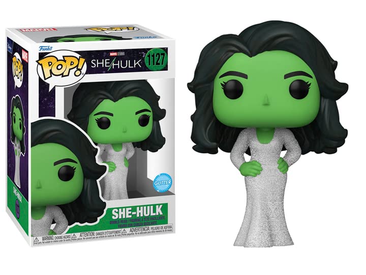 POP Marvel: [She Hulk] Attorney at Law - [She Hulk] in Gala Dress with Glitter Funko Vinyl Figure (Bundled with Compatible Box Protector Case), Multicolor, 3.75 inches