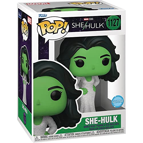 POP Marvel: [She Hulk] Attorney at Law - [She Hulk] in Gala Dress with Glitter Funko Vinyl Figure (Bundled with Compatible Box Protector Case), Multicolor, 3.75 inches