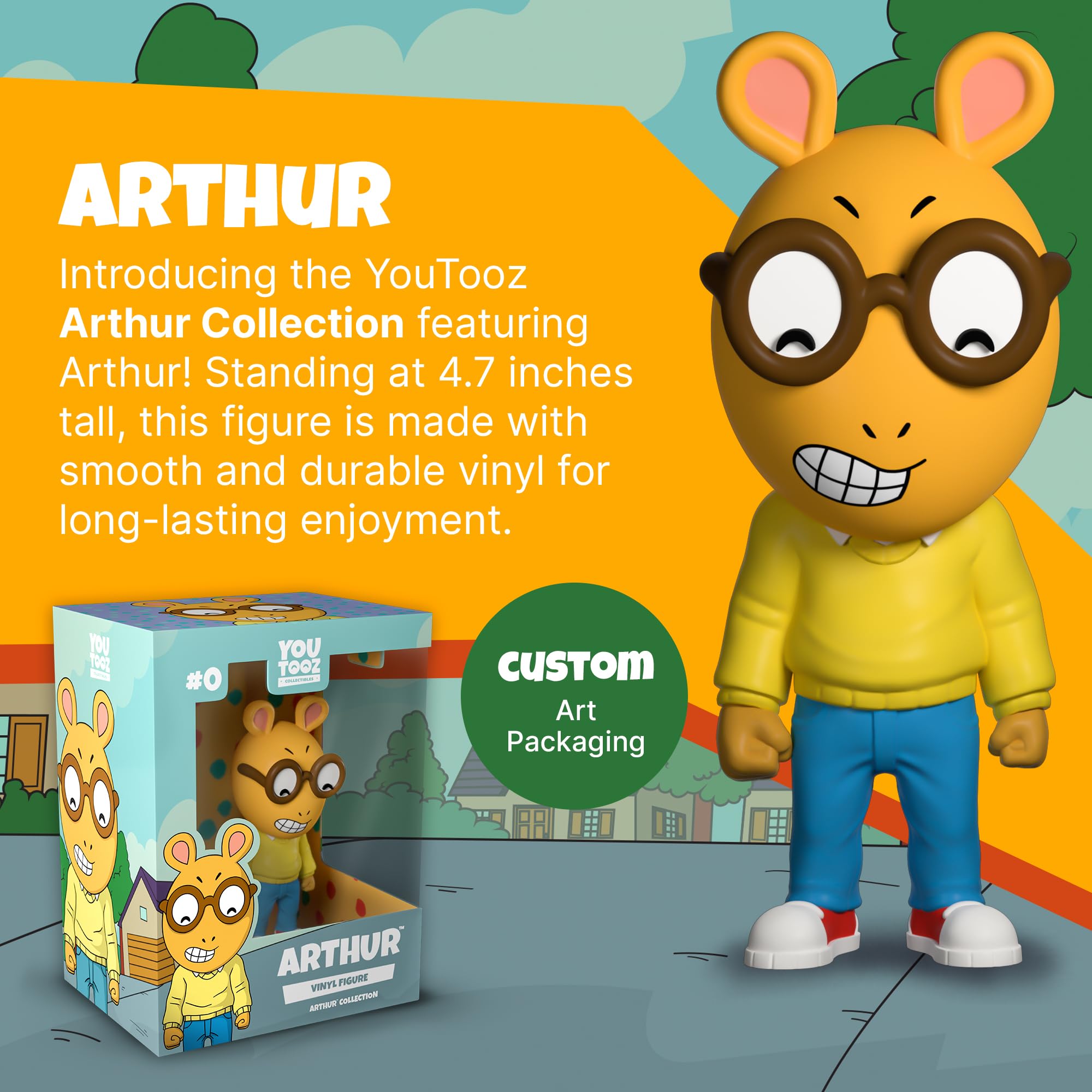 Arthur Vinyl Figure, 4.8" Aardvark Arthur Reed Action Figure - Youtooz Arthur Collection Based on Famous Animated TV Series