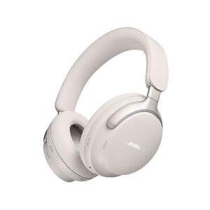 bose quietcomfort ultra wireless noise cancelling headphones with spatial audio, over-the-ear headphones with mic, up to 24 hours of battery life, white smoke