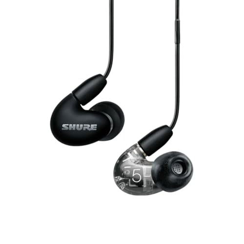 Shure AONIC 5 Wired Sound Isolating Earbuds, High Definition Sound + Natural Bass, Three Drivers, Secure In-Ear Fit, Detachable Cable, Durable Quality, Compatible with Apple & Android Devices - Black