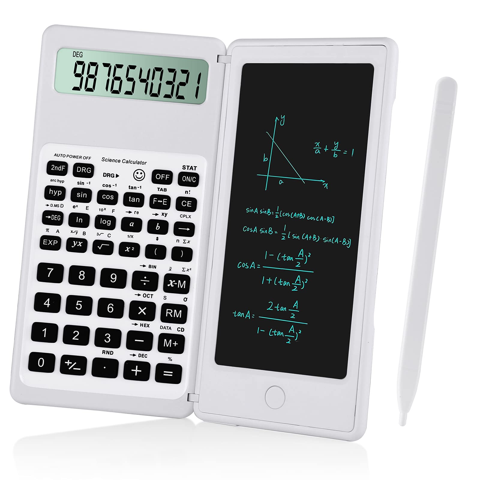 IPepul Scientific Calculators for Students, 10-Digit Large Screen, Math Calculator with Notepad, Classroom Must Haves for Middle High School Supplies & College （White）