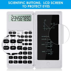 IPepul Scientific Calculators for Students, 10-Digit Large Screen, Math Calculator with Notepad, Classroom Must Haves for Middle High School Supplies & College （White）