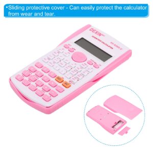 PATIKIL Scientific Calculator, 2-Line Standard Engineering Calculator with 240 Function 12 Digit LCD Display Math Calculator for Office Business, Pink