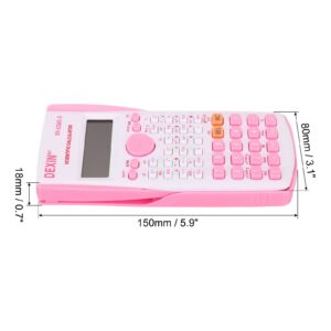 PATIKIL Scientific Calculator, 2-Line Standard Engineering Calculator with 240 Function 12 Digit LCD Display Math Calculator for Office Business, Pink