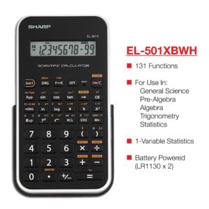 Sharp EL501XBWH EL-501XBWH Scientific Calculator 10-Digit LCD