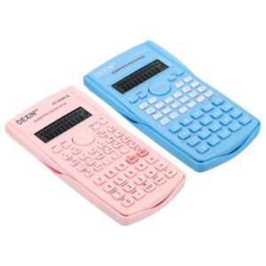 patikil scientific calculator, 1set 2-line standard engineering calculator 12 digit lcd display math calculator for office business study, pink/blue