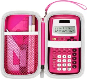 case only compatible with texas instruments ti-30xiis scientific calculator, travel office calculators storage holder bag with extra mesh pocket for pens, usb cables and accessories - red