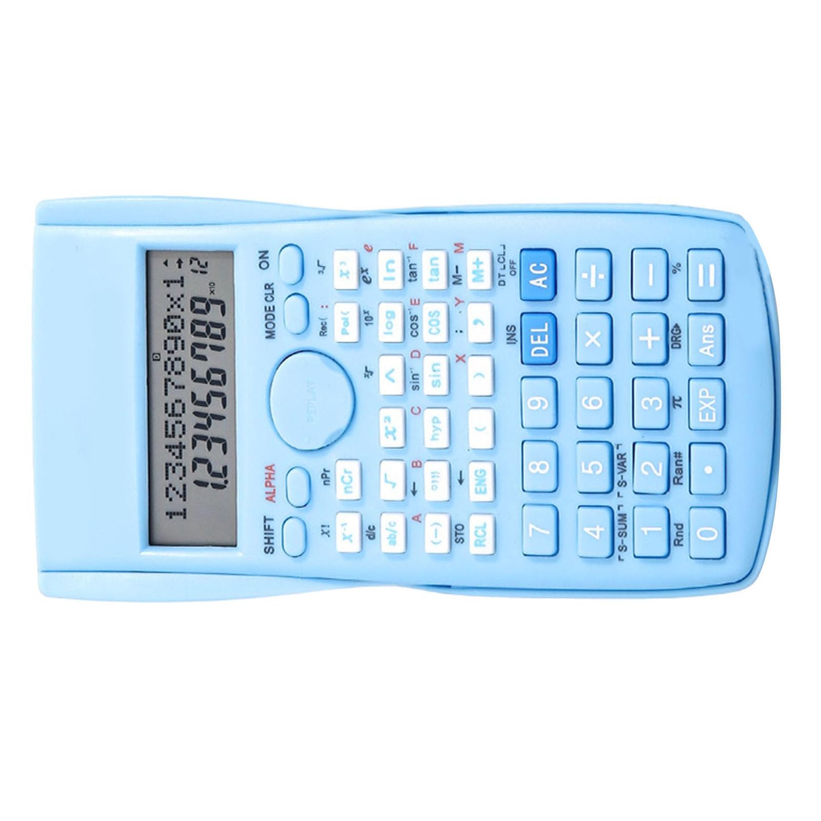 Scientific Calculator 12 Digit 240 Functions Multifunction Large Display Graphing Calculator with Sliding Hard Cover, Suitable for Students (Blue)