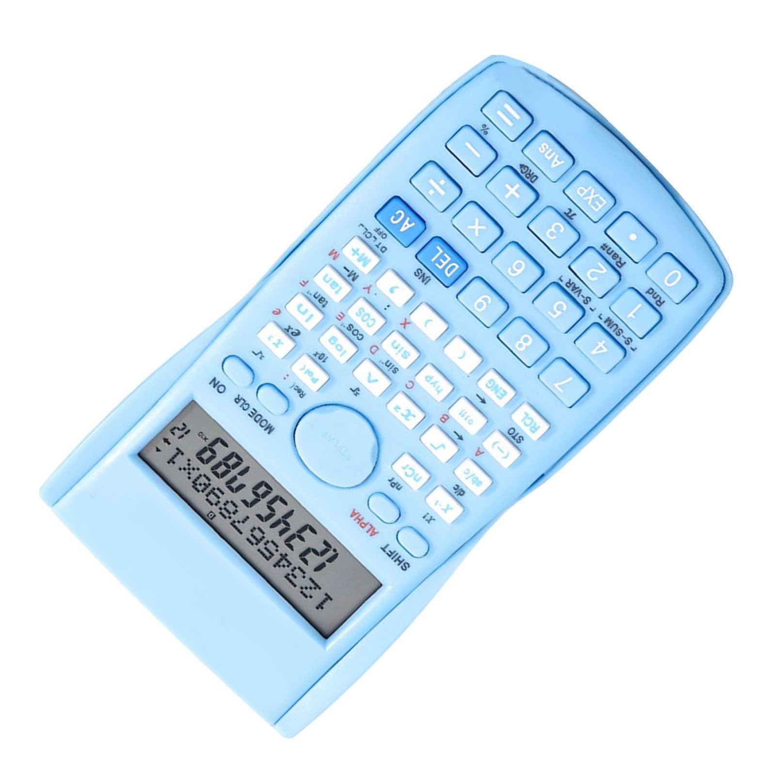 Scientific Calculator 12 Digit 240 Functions Multifunction Large Display Graphing Calculator with Sliding Hard Cover, Suitable for Students (Blue)