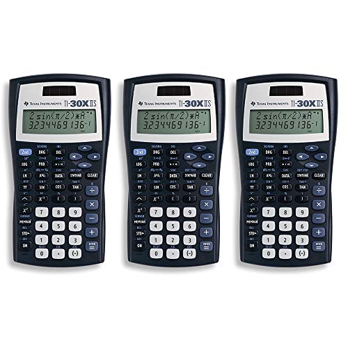 Texas Instruments TI-30X IIS 2-Line Scientific Calculator, Black with Blue Accents 3 Pack