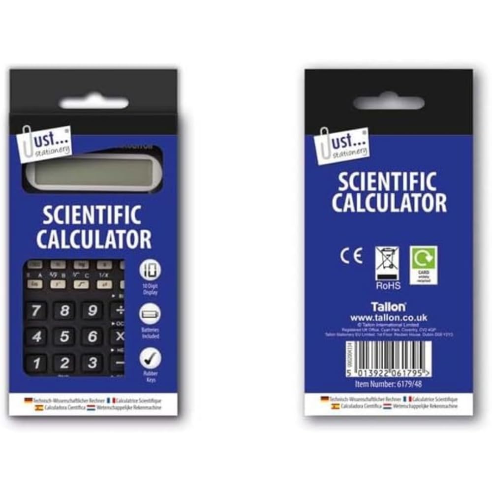 Just Stationery Scientific Calculator with Folding Cover, Black