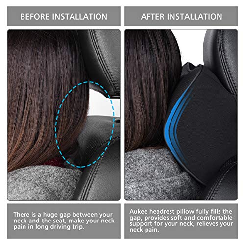 Aukee Memory Foam Car Neck Pillow Soft Leather Headrest for Driving Home Office Black (1PC)