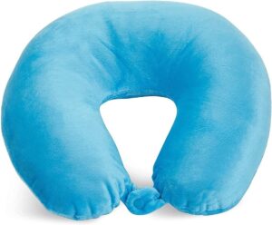 wolf essentials adult cozy soft microfiber neck pillow, compact, perfect for plane or car travel, light blue