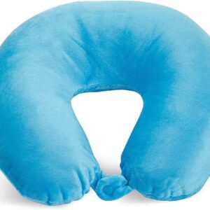 Wolf Essentials Adult Cozy Soft Microfiber Neck Pillow, Compact, Perfect for Plane or Car Travel, Light Blue