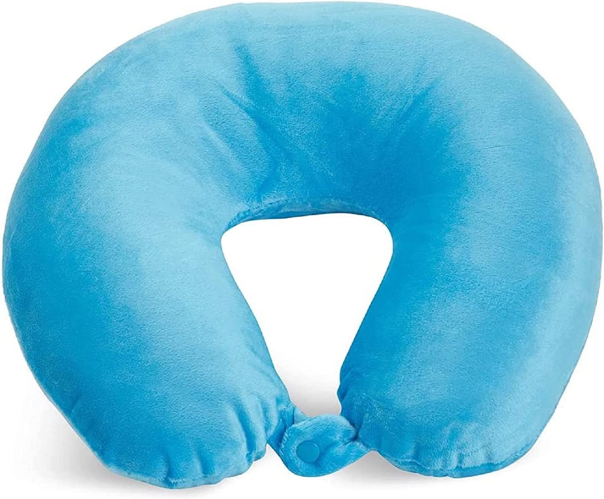 Wolf Essentials Adult Cozy Soft Microfiber Neck Pillow, Compact, Perfect for Plane or Car Travel, Light Blue