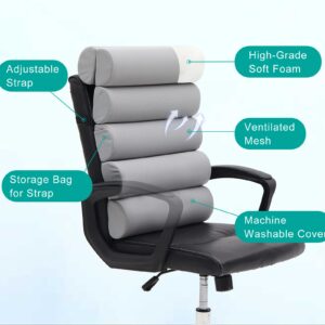 GIVANLEE Back Support Pillow for Office Chair,Computer/Desk Chair/Couch,Lumbar Support Pillow Adjustable for Chair,Patented 6-fold semi-circular Back Cushion Hanging on Office Chair,Soft