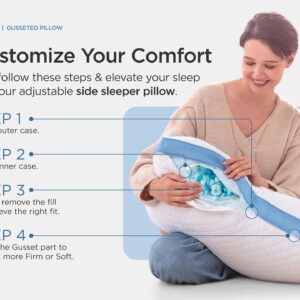 Nappler Side and Back Sleeper Pillow for Neck and Shoulder Pain Relief - Shredded Memory Foam Bed Pillow for Sleeping - 100% Adjustable Fill - Queen Size - Modal Washable Case. Extra Fill Included