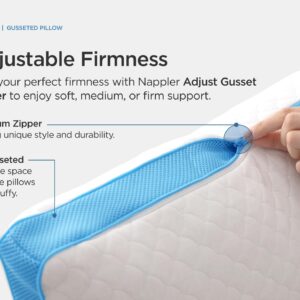 Nappler Side and Back Sleeper Pillow for Neck and Shoulder Pain Relief - Shredded Memory Foam Bed Pillow for Sleeping - 100% Adjustable Fill - Queen Size - Modal Washable Case. Extra Fill Included