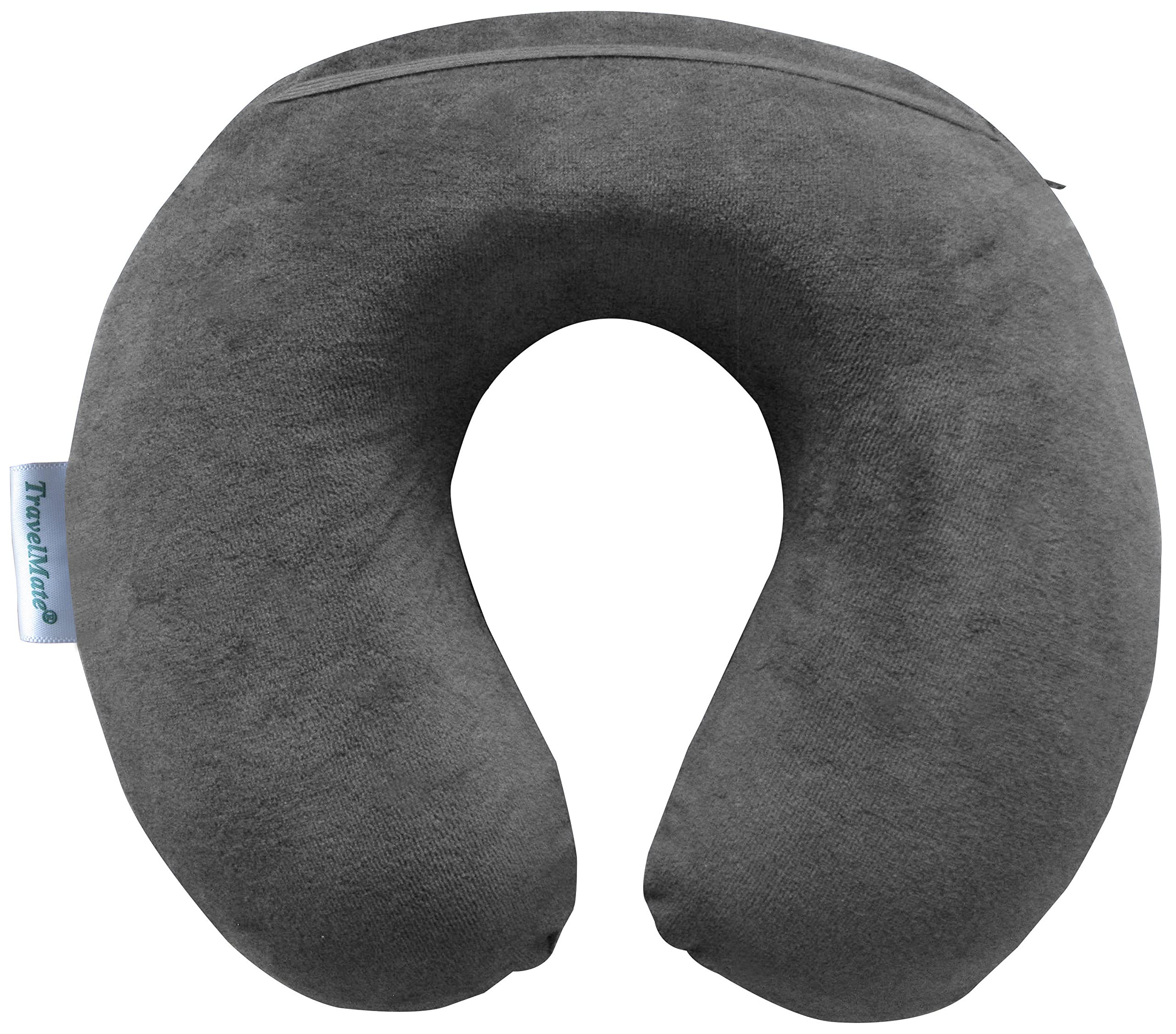 TravelMate Memory Foam Neck Pillow - Adjustable Thickness for Best Comfort, Grey