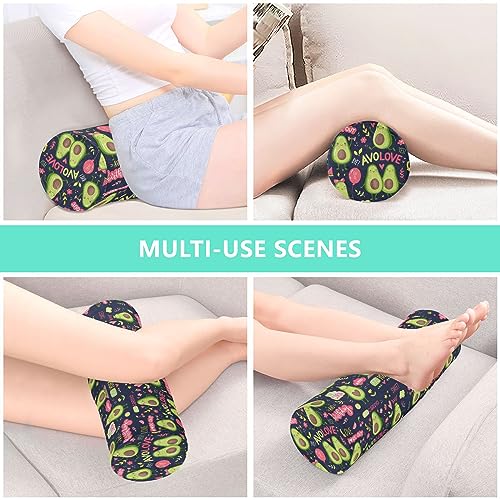 Vnurnrn Cartoon Avocado Flowers Neck Support Pillow Round Neck Roll Bolster Cylinder Pillow Cervical Pillows Round Neck Pillow for Leg Knee Back Head Support for Camp Work Women Men Traveling