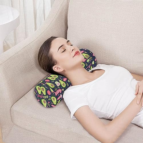 Vnurnrn Cartoon Avocado Flowers Neck Support Pillow Round Neck Roll Bolster Cylinder Pillow Cervical Pillows Round Neck Pillow for Leg Knee Back Head Support for Camp Work Women Men Traveling