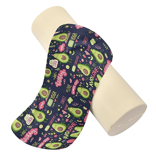 Vnurnrn Cartoon Avocado Flowers Neck Support Pillow Round Neck Roll Bolster Cylinder Pillow Cervical Pillows Round Neck Pillow for Leg Knee Back Head Support for Camp Work Women Men Traveling