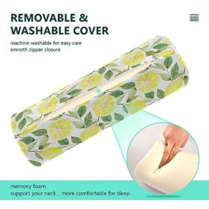 Vnurnrn Lemon Watercolo Neck Support Pillow Round Neck Roll Bolster Cylinder Pillow Cervical Pillows Round Neck Pillow for Leg Knee Back Head Support for Work Women Men Traveling Headrest