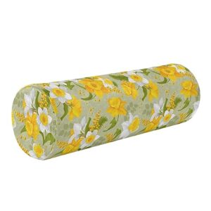 vnurnrn retro flower faffodils leaves neck support pillow round neck roll bolster cylinder pillow cervical pillows round neck pillow for leg knee back head support for camp study work men