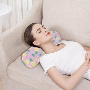 Vnurnrn Pineapple Pink Neck Support Pillow Round Neck Roll Bolster Cylinder Pillow Cervical Pillows Neck Roll Pillow for Leg Knee Back Head Support for Gifts Camp Study Work