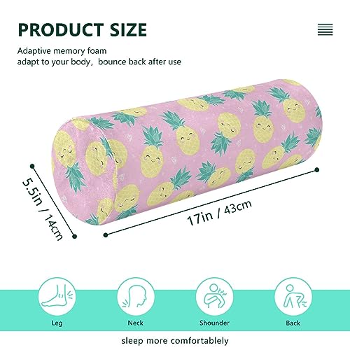 Vnurnrn Pineapple Pink Neck Support Pillow Round Neck Roll Bolster Cylinder Pillow Cervical Pillows Neck Roll Pillow for Leg Knee Back Head Support for Gifts Camp Study Work