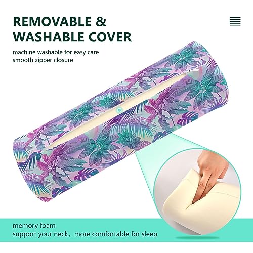 Vnurnrn Pineapple Leaves Neck Support Pillow Round Neck Roll Bolster Cylinder Pillow Cervical Pillows Bolster Pillow for Leg Knee Back Head Support for Study Work Men Women