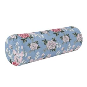 vnurnrn pink rose flowers neck support pillow round neck roll bolster cylinder pillow cervical pillows back pillow for leg knee back head support for bedroom camp work women men