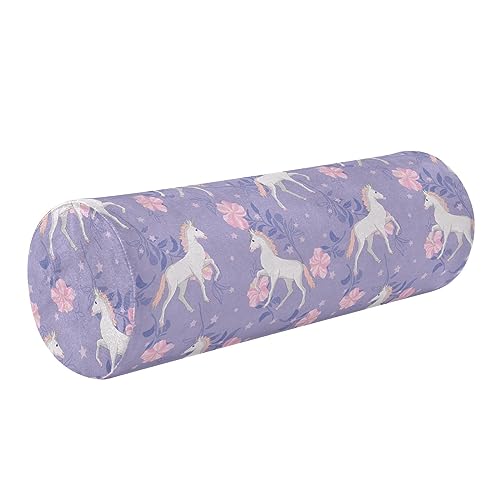 Unicorn Rainbow Neck Support Pillow Round Neck Roll Bolster Cylinder Pillow Cervical Pillows Bolster Pillow for Leg Knee Back Head Support for Work Men Women Bed