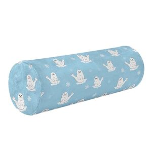 vnurnrn cute cartoon seal pup neck support pillow round neck roll bolster cylinder pillow cervical pillows back pillow for leg knee back head support for work women men traveling headrest